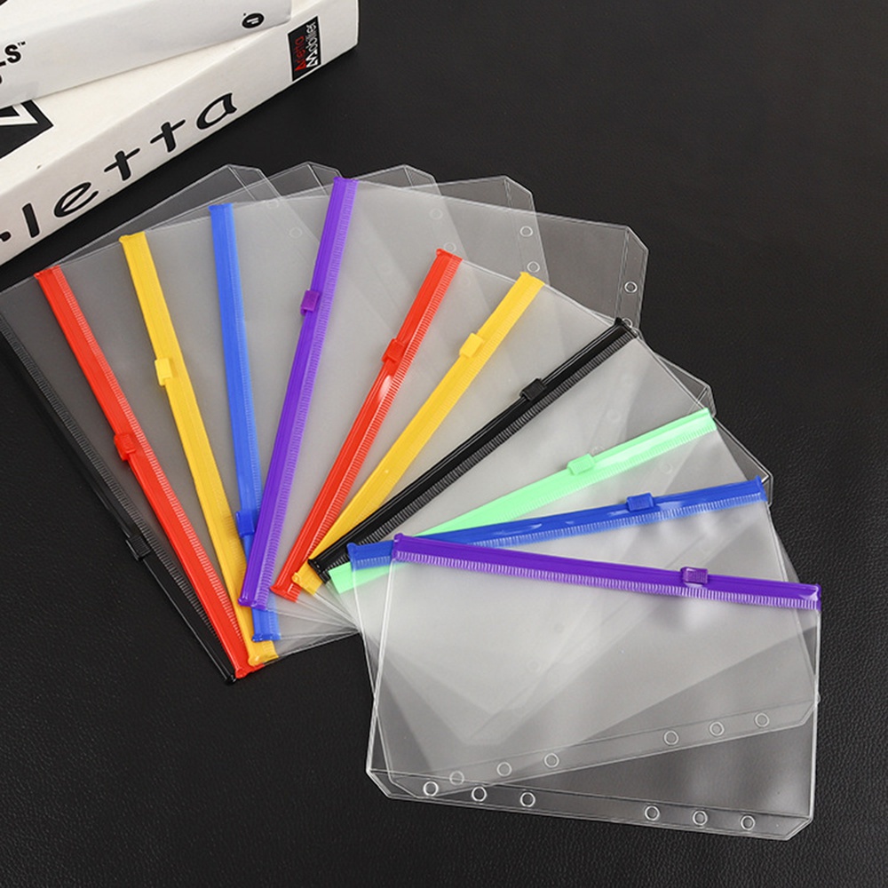 A6 6Holes PVC File Organizer Storage Zipper Folder And 1Pc 6 Ring ...