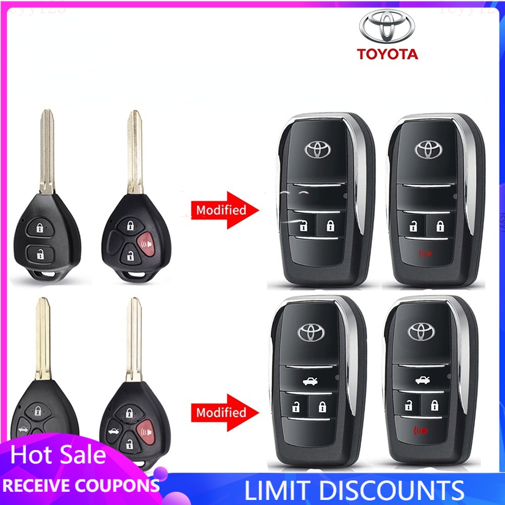 For Toyota Rav4 Camry Hiac Corolla Key Shell Blade 2/3/4 Button ...
