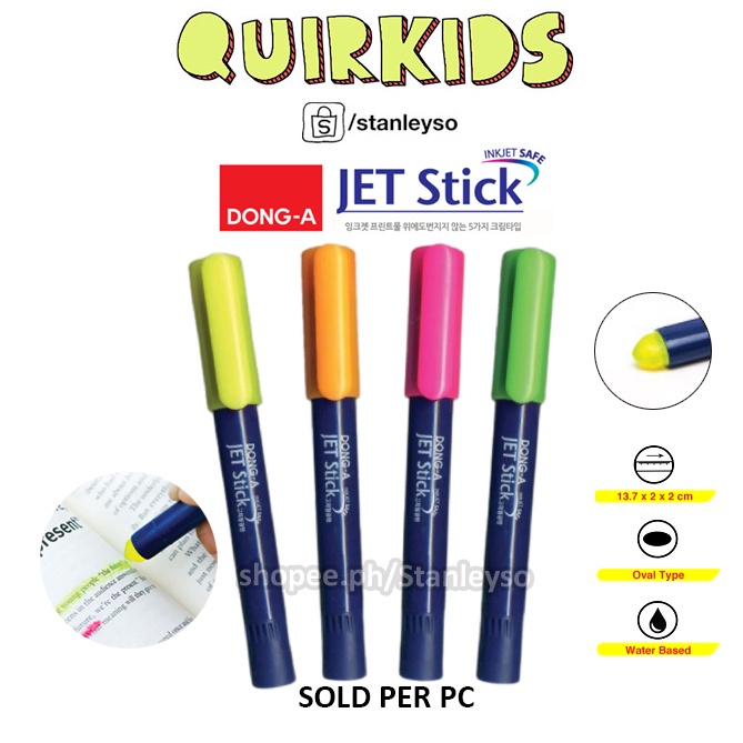 Dong-A Jet Stick Inkjet Bible Safe Gel Marker Highlighter Jetstick ...