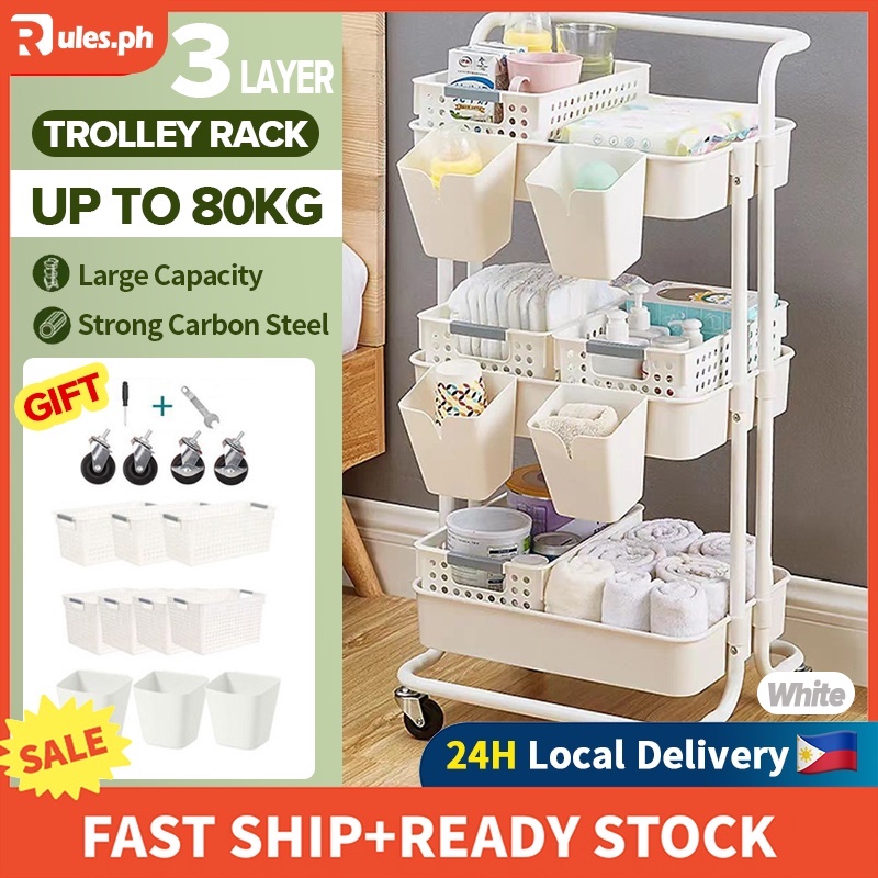 Rules Trolley Cart Organizer Utility Cart Shelf Storage with Wheels and ...