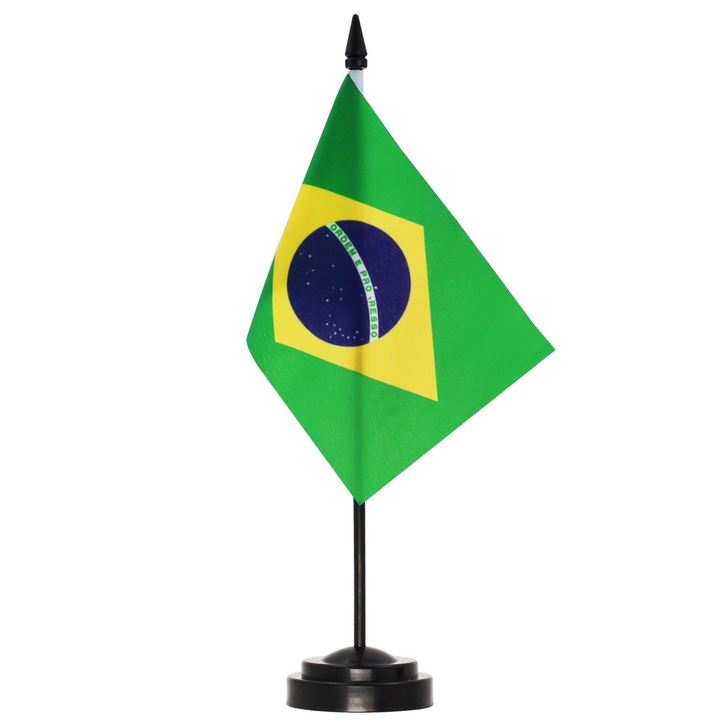 ANLEY Brazil Deluxe Desk Flag Set - 10x15cm Miniature Brazilian Desktop ...