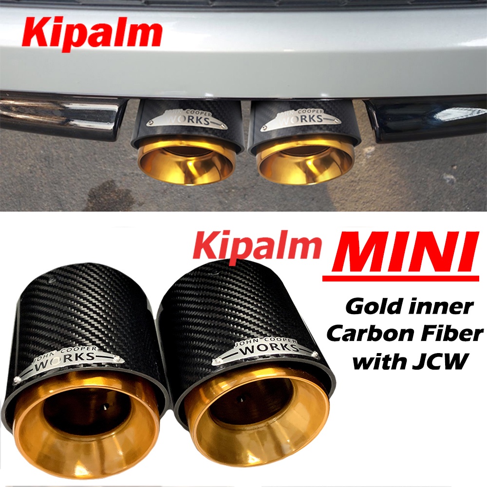 Gold Inner Carbon Fiber Mini JCW Style Exhaust Tail Pipe Muffler Tips ...
