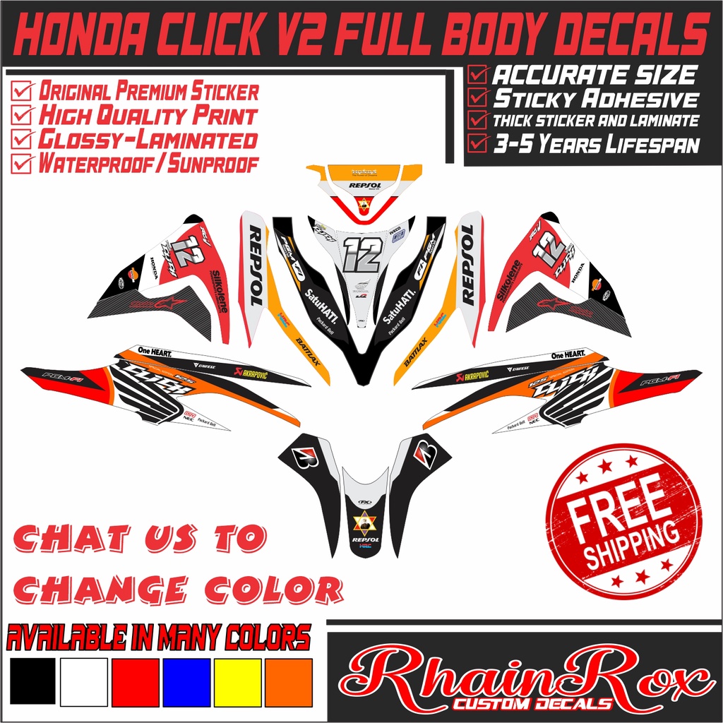 honda click v2 sticker repsol full decals laminated waterproof high ...