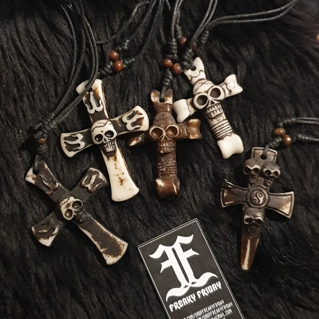 Gothic Punk Skeleton Skull Cross Bone Adjustable Choker Necklace Unisex ...