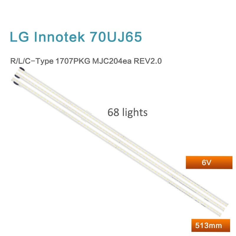 3pcs/set led backlight strip for LG Innotek 70UJ65 R/L-Type 1707PKG ...