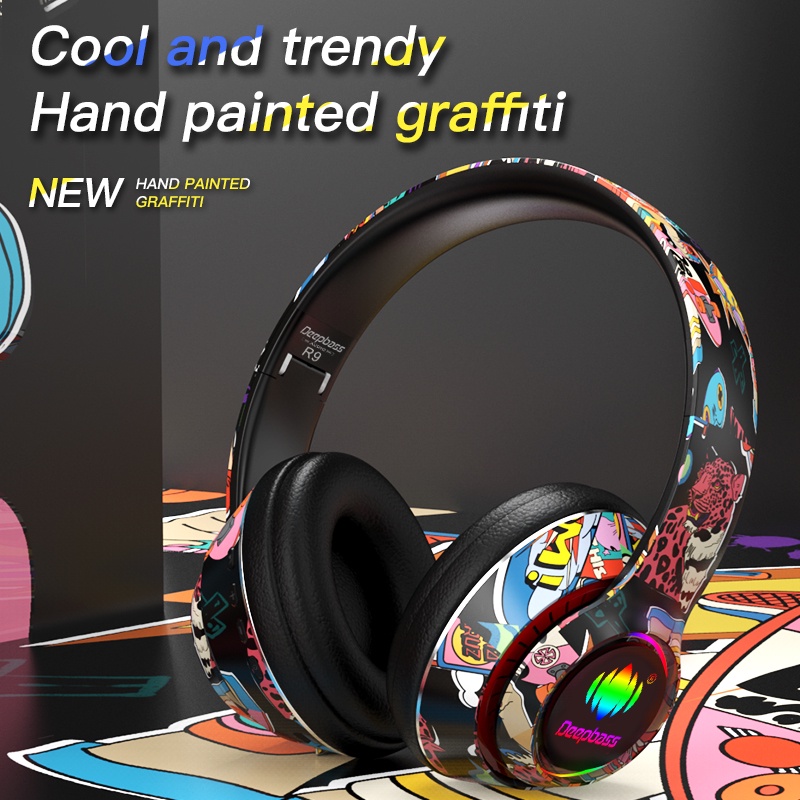 new L750 Colorful Graffiti Headset Bluetooth Headset Foldable Subwoofer ...