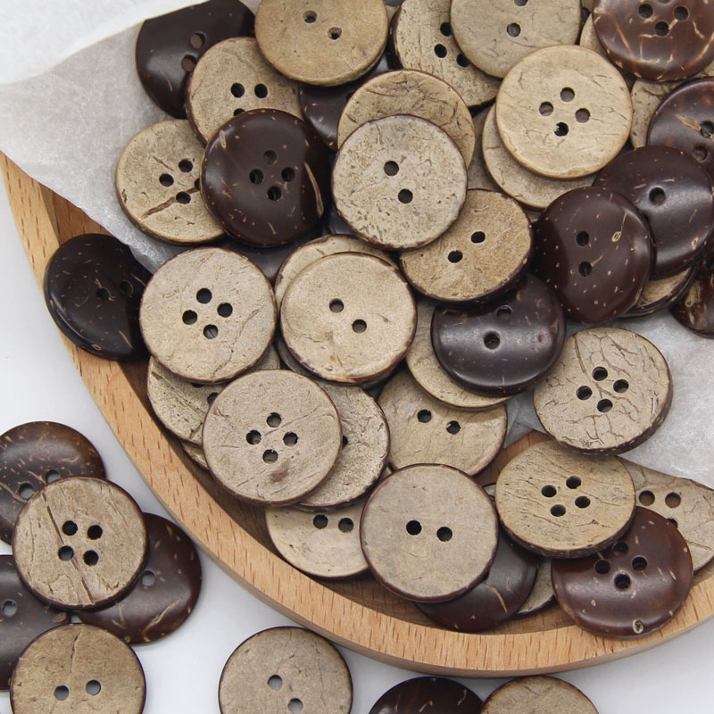 Natural Brown Coconut Shell Wooden Buttons For Clothing Sewing Buttons | Shopee Philippines