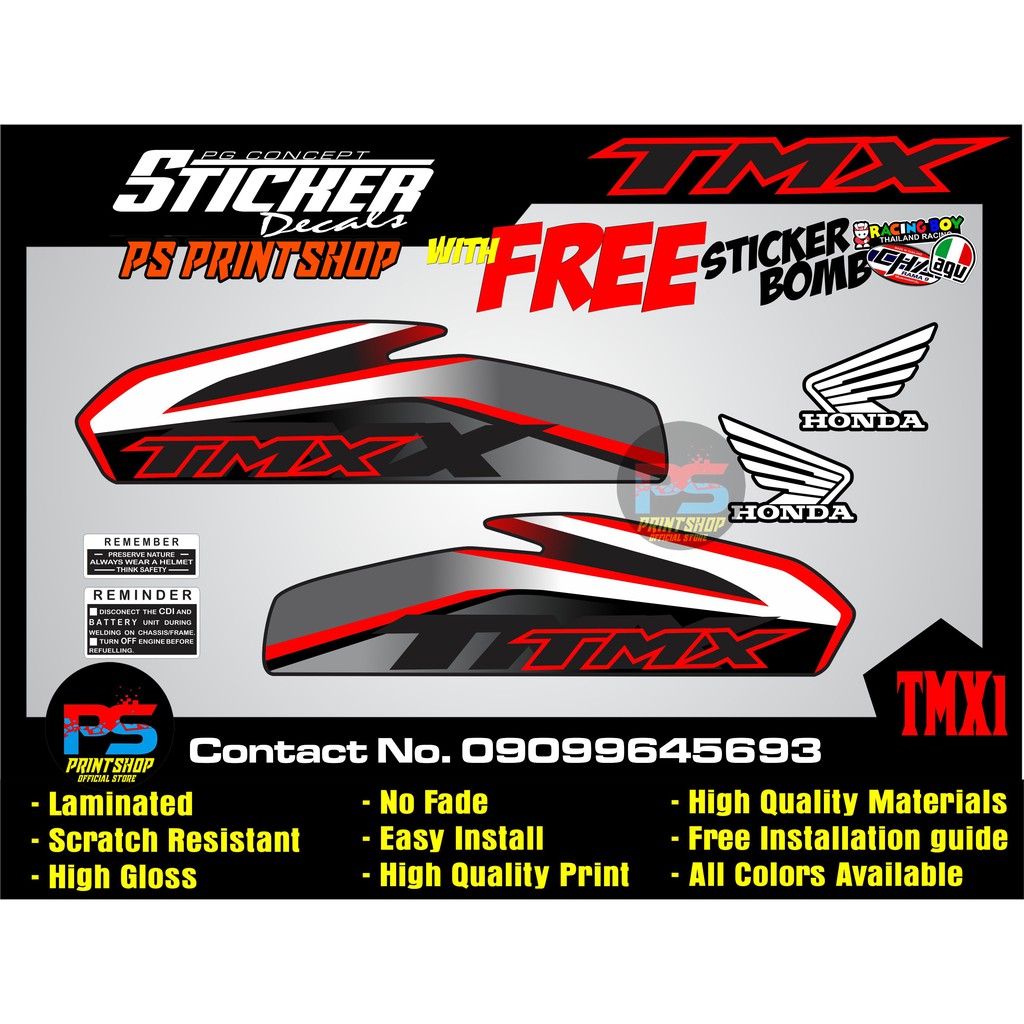 TMX TANK 155 & 125 SIDE GAS TANK DECALS STICKER | Shopee Philippines