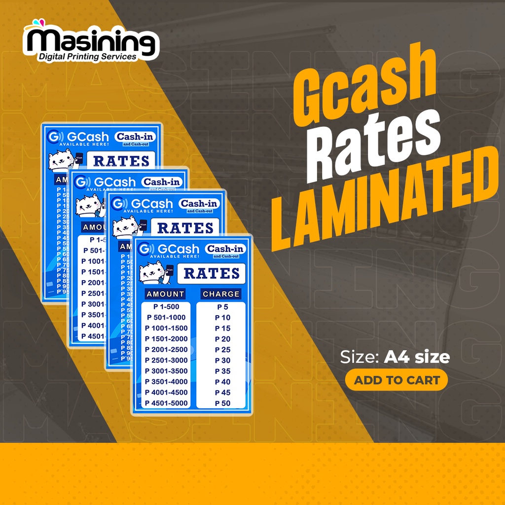 Gcash Rates Laminated A4 size | Shopee Philippines