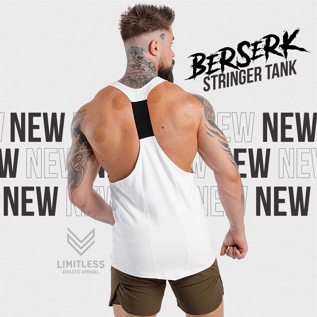 Limitless [BERSERK] Men's Racerback Stringer Tank Top Bodybuilding ...