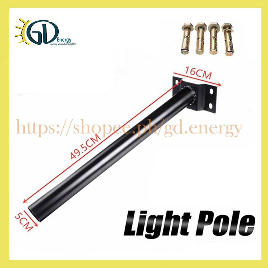 Black 50cm Mounting Pole Wall Arm For LED Solar Light Streetlight ...