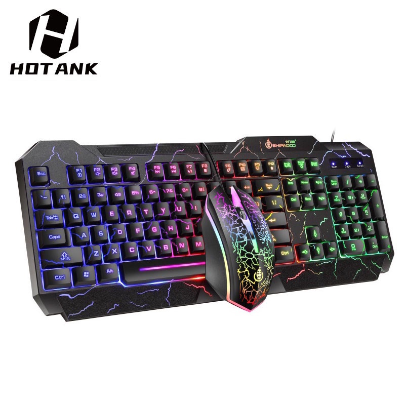 HOTANK Gaming Keyboard and Mouse Mechanical USB Wired Gamer Keyboards ...