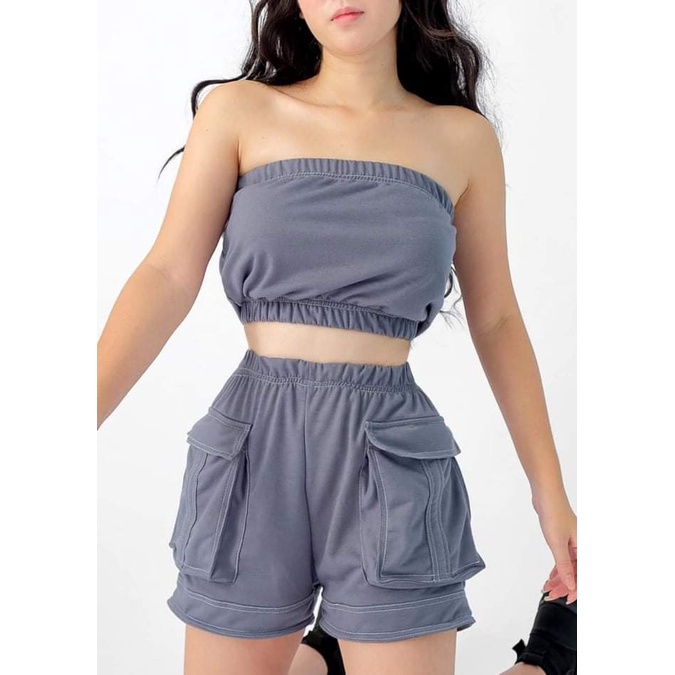 NB Janet Terno Tube with Cargo Short Set Croptop Terno Crop Top Terno ...