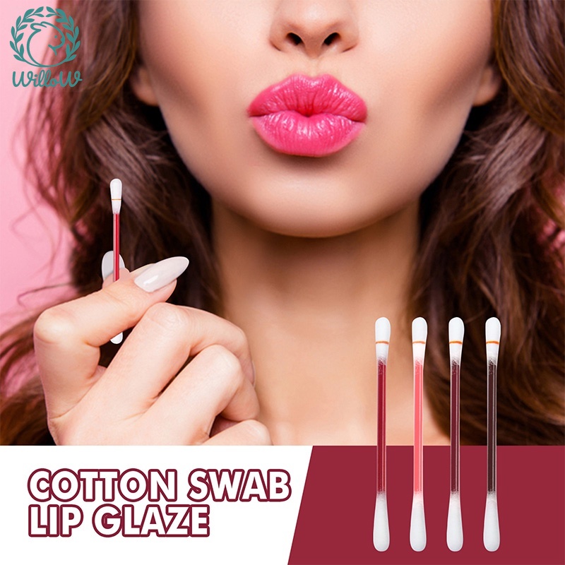 OW Cotton Swab Mouth Red Lip Glaze Lip Brush Dye Lip Liquid Lip Gloss ...