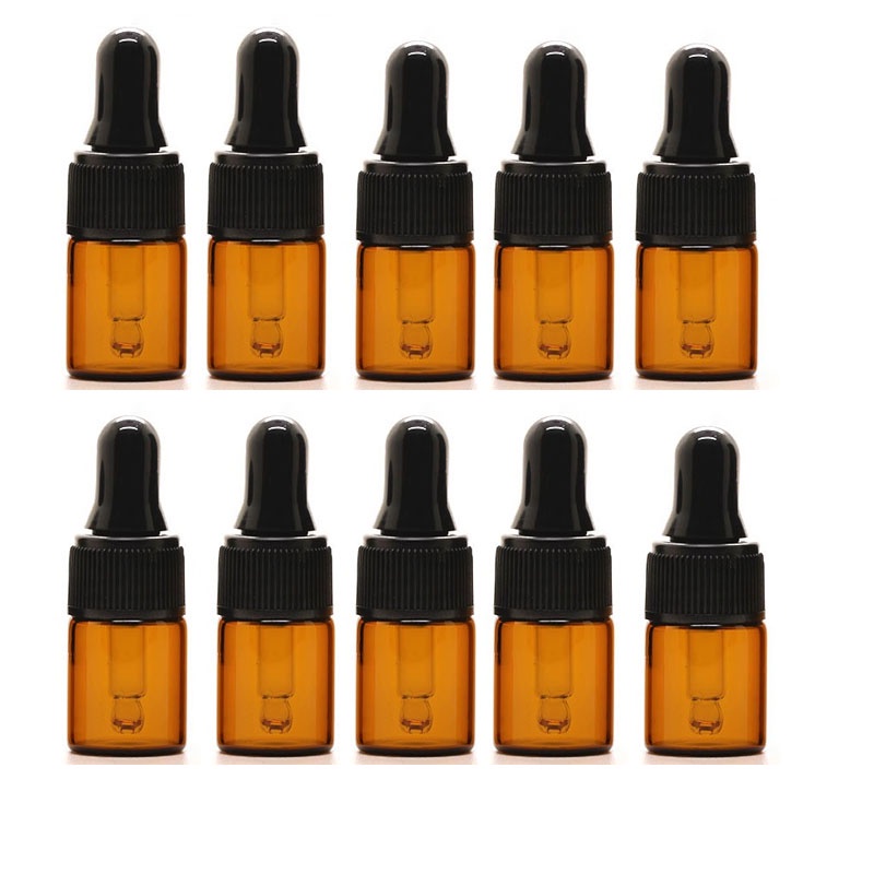 10 Pieces 1ml 2ml 3ml 5ml Amber Glass Dropper Bottles Glass Mini Dropper Bottles Small Amber ...