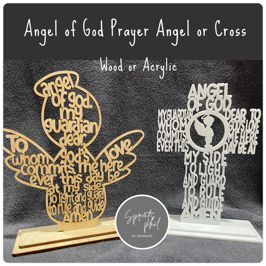 PRAYER CROSS IN WOOD ANGEL OF GOD KIDS PRAYER CROSS DECOR ALTAR ...