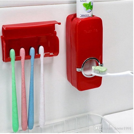Touch Me Automatic Toothpaste Dispenser with Wall Mount Toothbrush ...