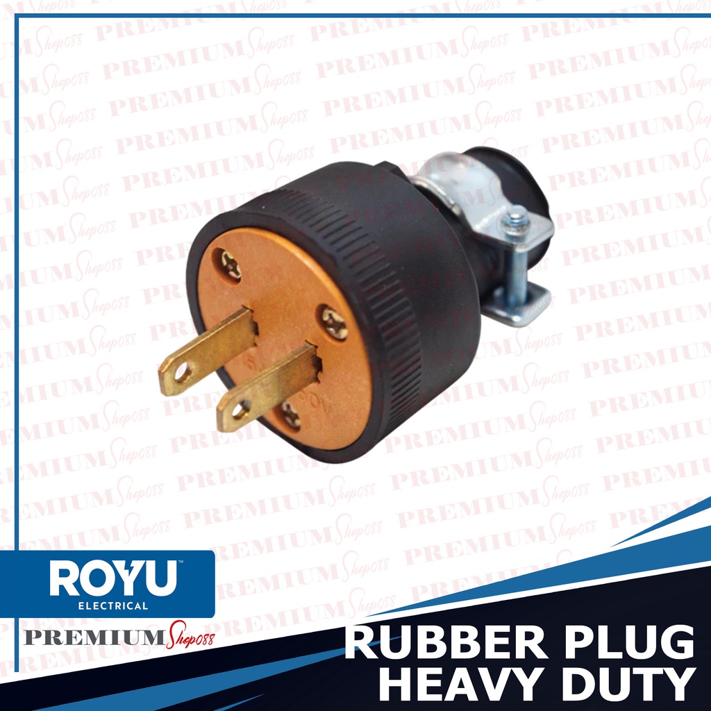 Royu Rubber Plug Regular 15A with Clamp 250V Black REDPL202 | Shopee ...