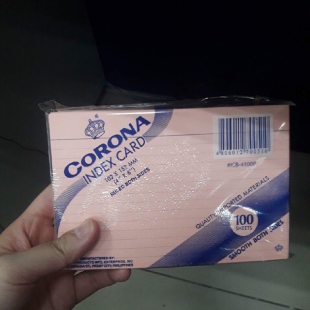 Corona index card ruled both side 4 x 6 inches (Colored) | Shopee ...