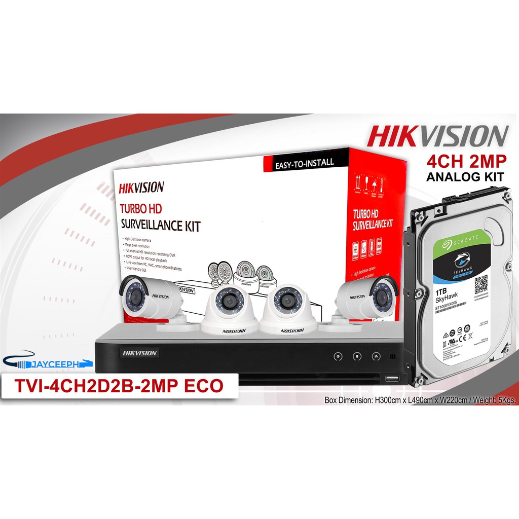 Hikvision 4CH 2MP TURBO HD CCTV Package DIY Kit 1080P with Mobile ...