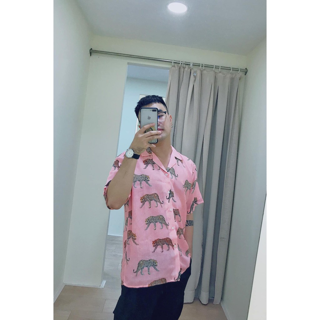 Men's beach shirt - Pink Leopard | Shopee Philippines