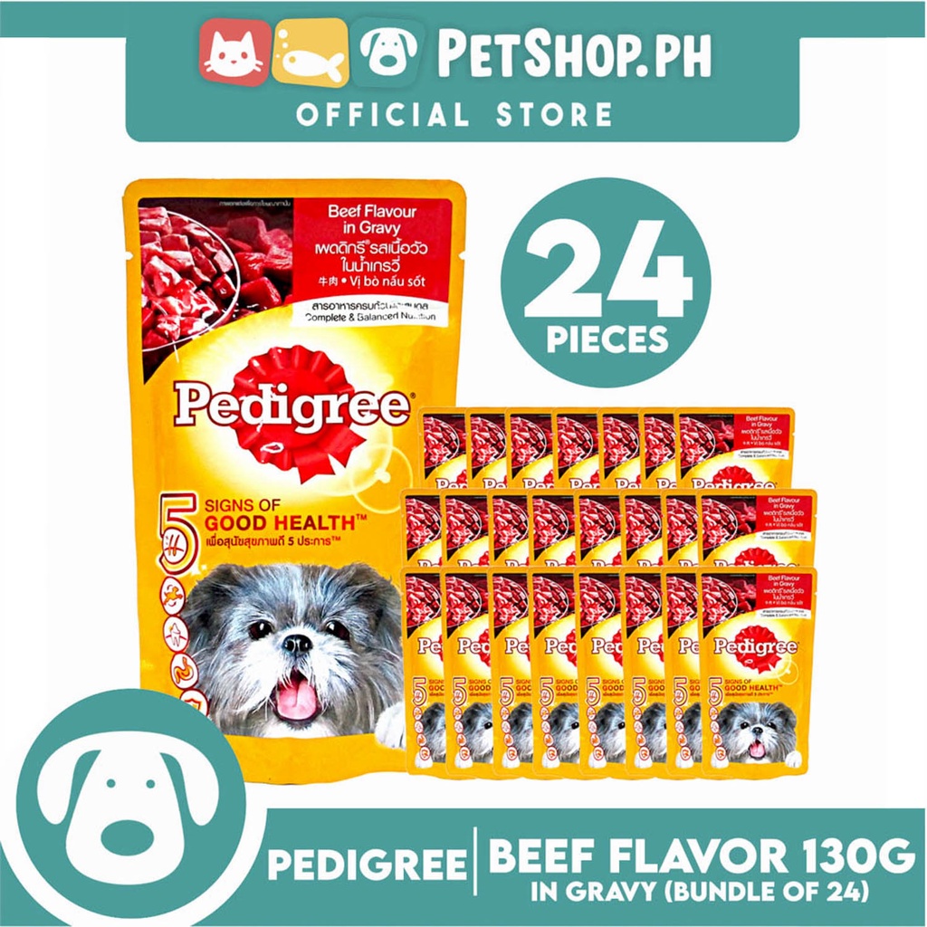 24pcs Pedigree Beef Chunks Flavor In Gravy Dog Food 130g | Shopee ...