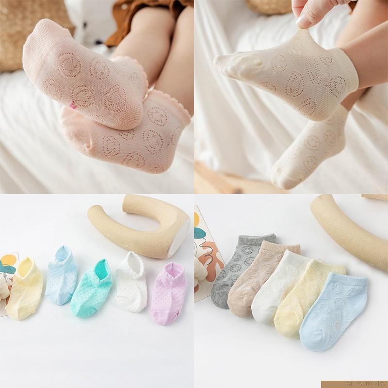 5 Pairs/Set Baby Socks Kids Girls Boys Breathable Socks Cotton Short ...