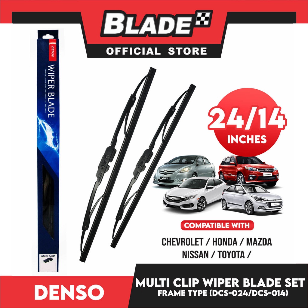 Denso Multi Clip Wiper Blade Set, Frame Type DCS-024/DRS024 24' ' And DCS-014/DT014N 14' ' Set ...