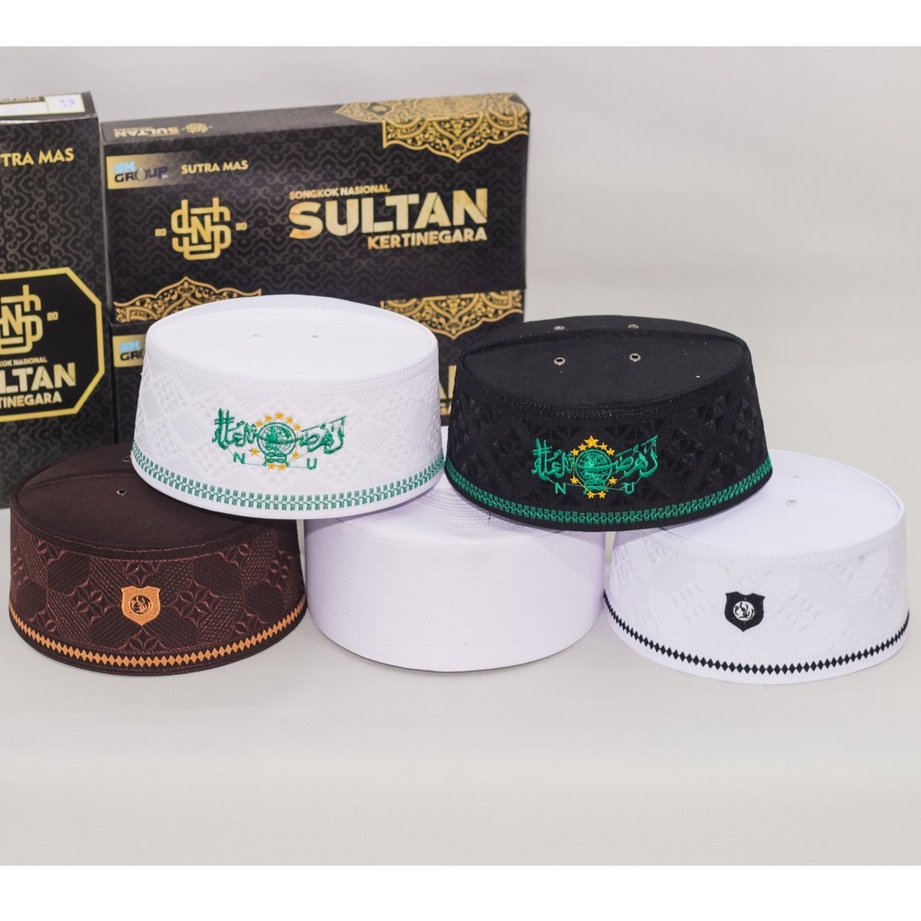 PUTIH HITAM Peci Hajj Hajj Prayer Cap Assagofah Black White Brown Adult ...