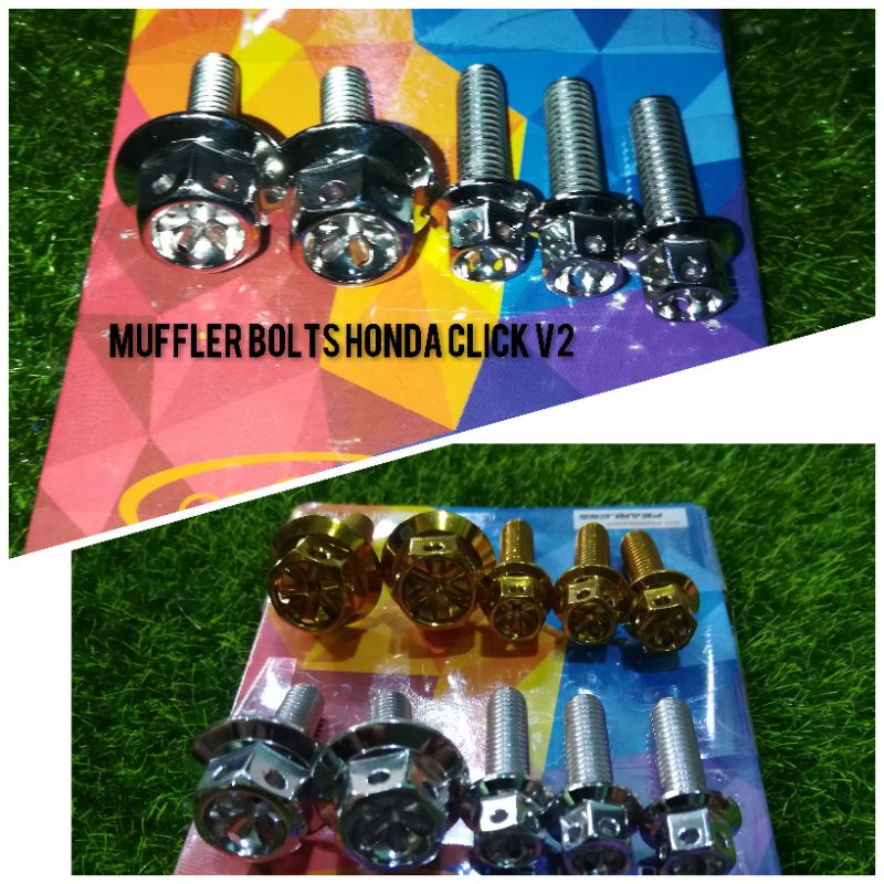honda Click v2 muffler bolts 5 pcs gold bolts Flower type BH2 | Shopee ...