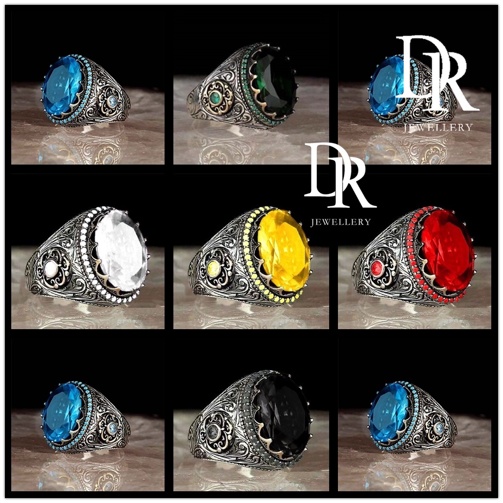 DR Jewelry Fashion Korean Accessories Vintage Egg Shape Aquamarine ...