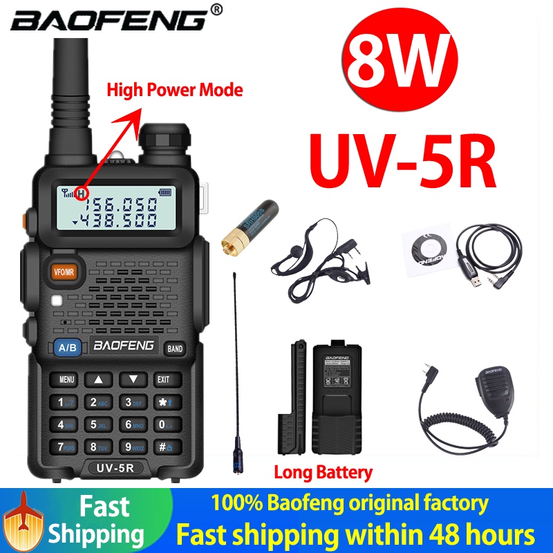 Baofeng Real 8W Baofeng uv-5r Walkie Talkie High Power Portable Ham CB Radio UV5R Dual Band VHF ...