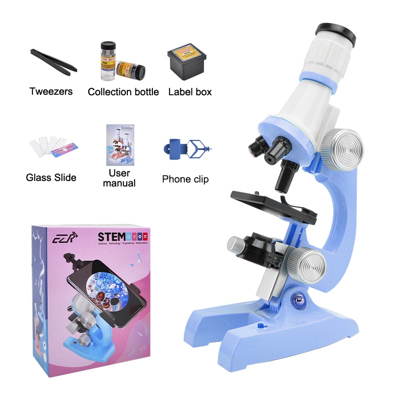 Kids Microscope 1200X Lab LED Biological Microscope School Student ...