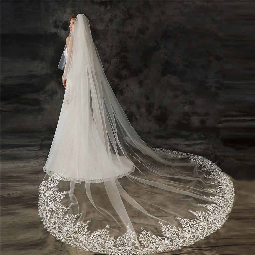 can cover face Big Tailed Veil Wedding Ceremony Veil 3M Double Layer ...
