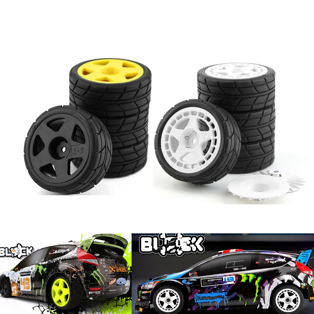 1/10 RC Car Rally Racing Plastic Wheel Rim 26mm Rubber Tire For TAMIYA ...
