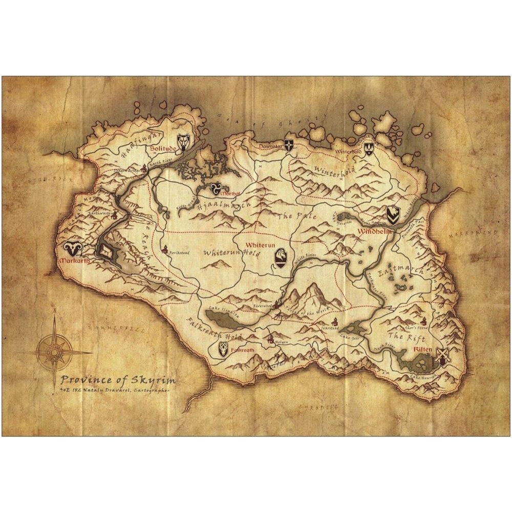 Lot style Choose Skyrim Map Art print Silk poster Home Wall Decor ...