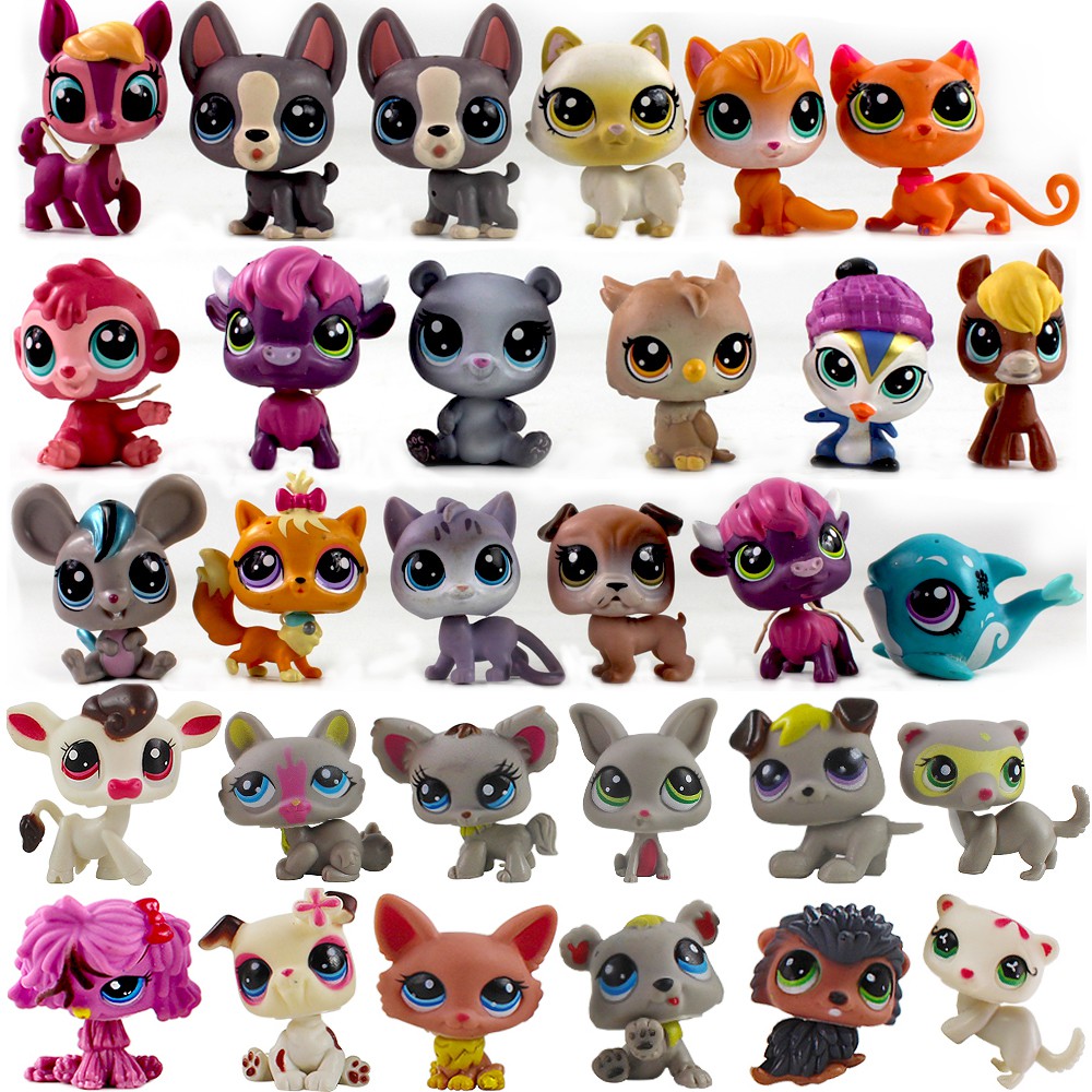 random 6psc/set /24-18pcs Cute Animals Littlest Pet Shop LPS cat dog ...