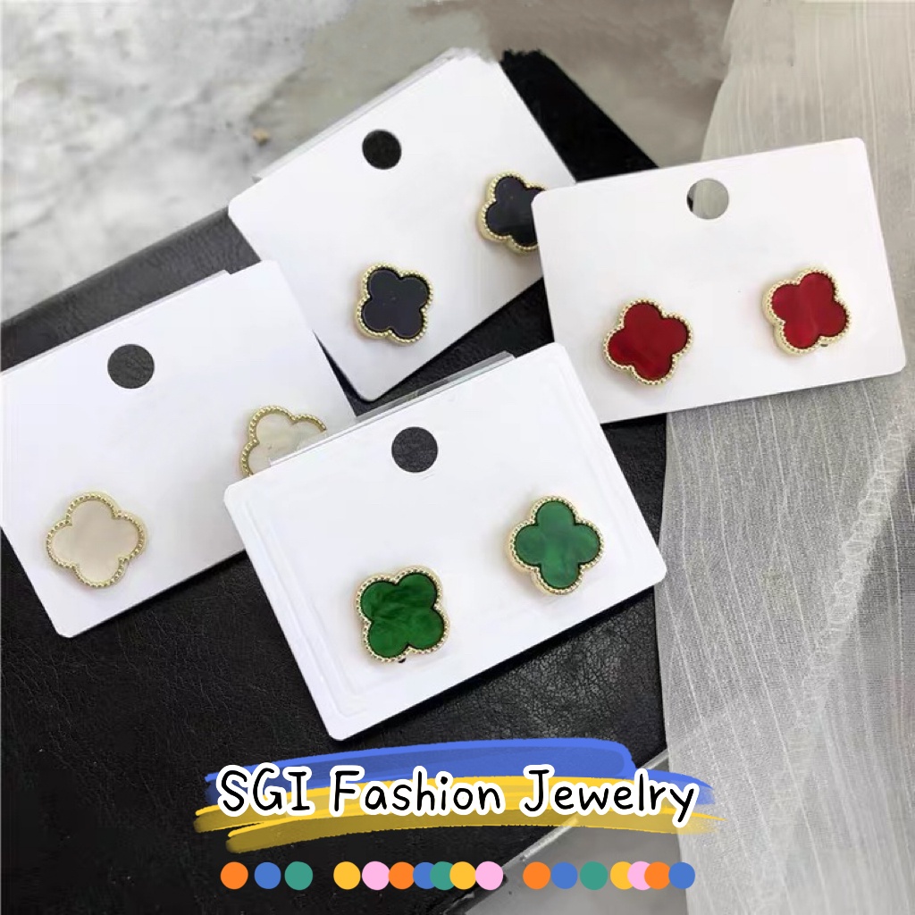 [SGI] four-leaf clover flower earrings with 4 colors | Shopee Philippines