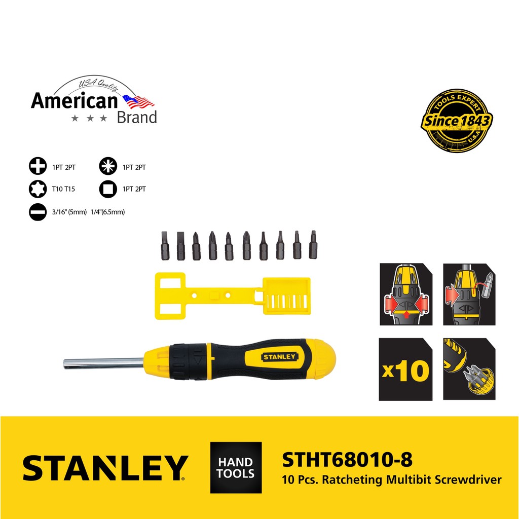 Stanley ST68010 10 pcs Ratcheting Multibit Screwdriver | Shopee Philippines