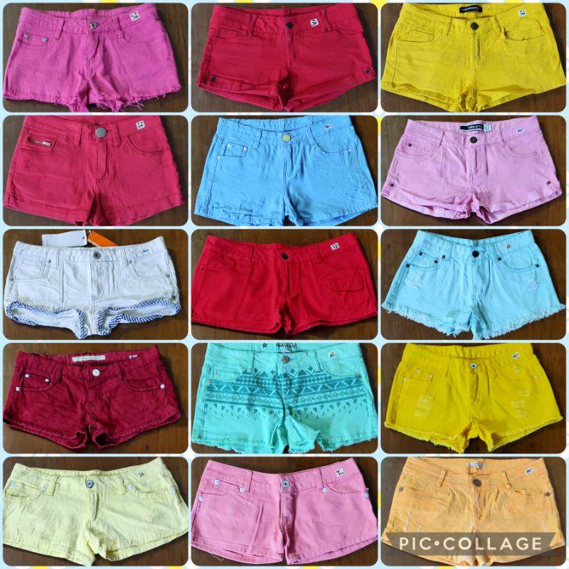 COLORED DENIM SHORTS: Branded Mix LOW Waist sizes 24-31" ONLY (ADS ...