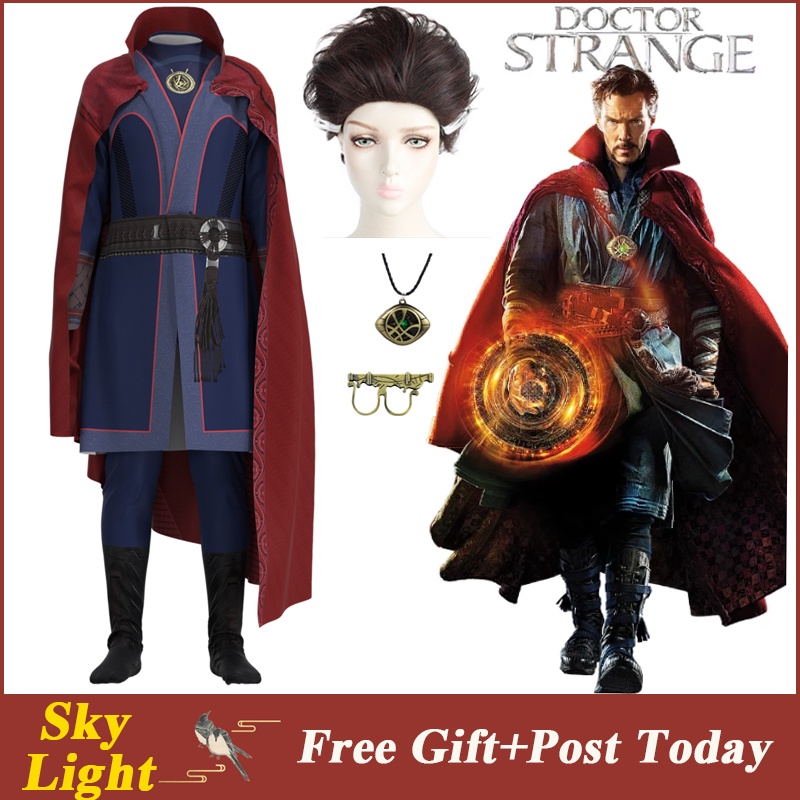 Doctor Strange Cosplay Costume Necklace Ring Steve Red Cloak Robe ...