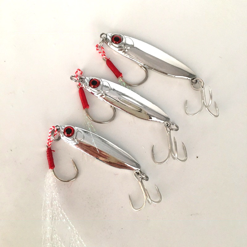 Metal Jigs 10g 15g 20g Fishing Jigging Lure Silver Spoon Spinnerbait ...
