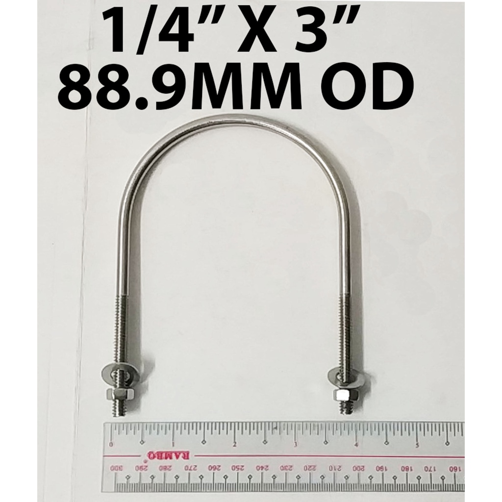 SS UBOLT 1/4" X 3" STAINLESS STEEL U BOLT U-BOLT 1/4" DIA. X 3" ( 88 ...
