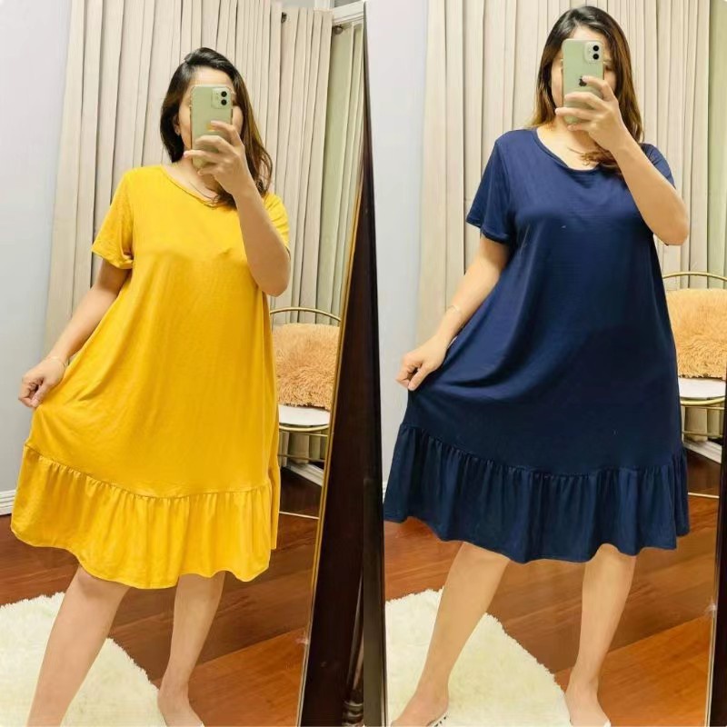 CLOUDYBEE ruffle hem smock cotton dress plus size FIT XL-4XL | Shopee Philippines