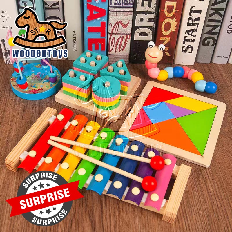SULIT SET wooden Education toys Montessori Cognitive Matching and ...