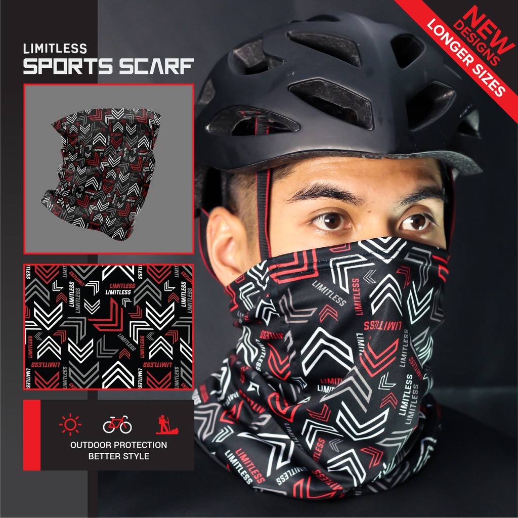 Limitless Biker Tube Mask Sports Scarf Cyclist Half Face Mask Headwear ...