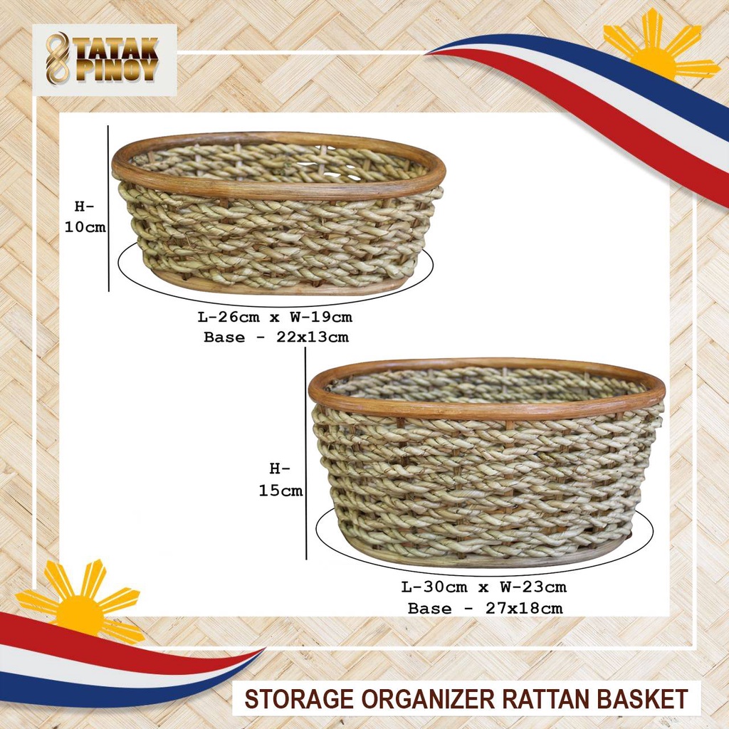 TATAK PINOY Rattan Basket Storage Baskets Shelf Organizer Container ...