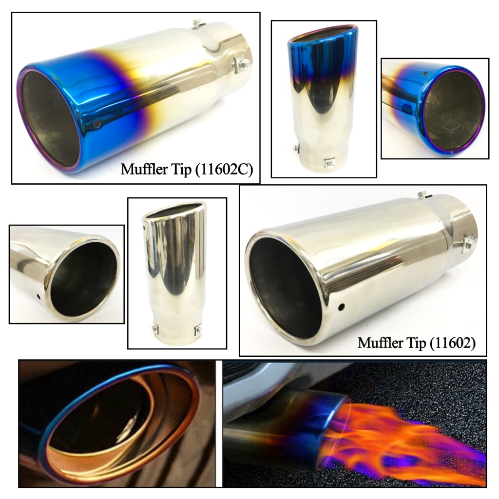 OSCPA Muffler Tip Stainless Steel Car Weatherproof Curve Single Exhaust ...