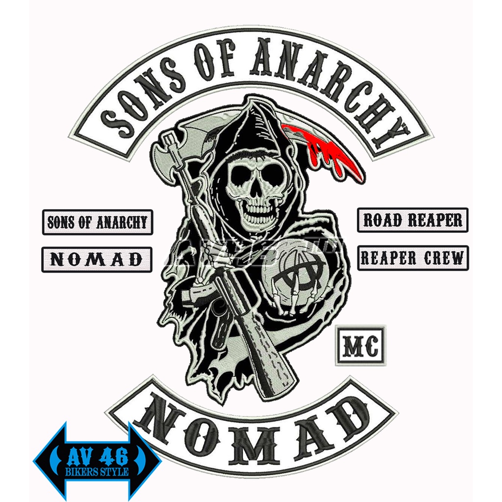 Av46 Sons Of Anarchy SOA NOMAD Embroidery patch Vest Emblem Big Back logo | Shopee Philippines