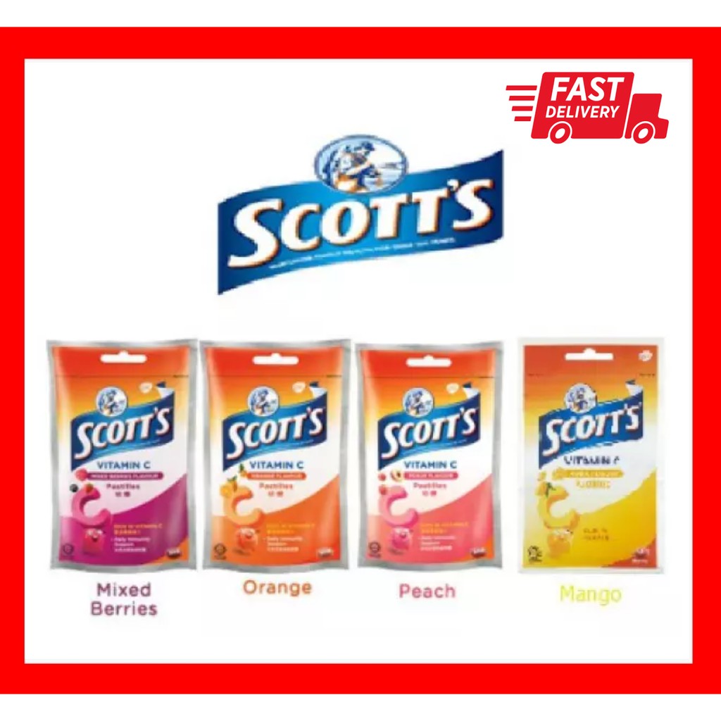 SCOTT'S VITAMIN C PASTILLES 15'S (MIXED BERRIES / ORANGE/ PEACH/ MANGO ...
